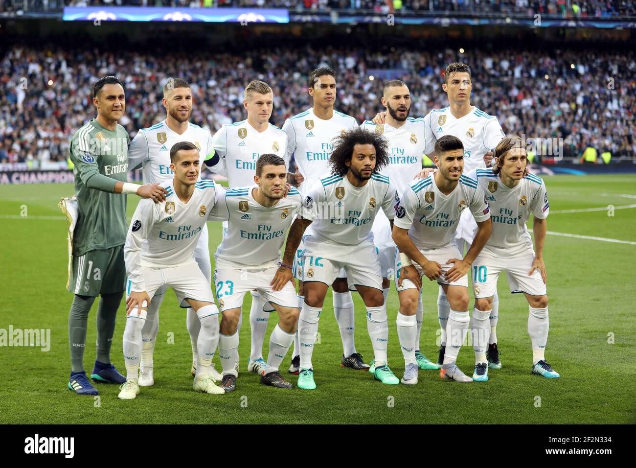 Players of Real Madrid pose for a team photo prior to the UEFA ...