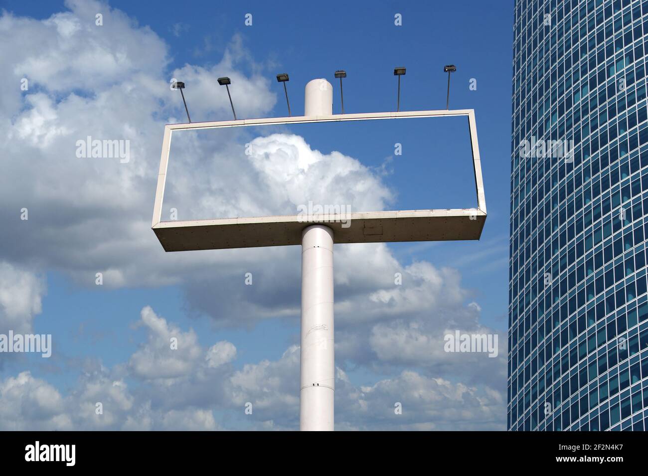 large blank billboard, and window glass facade office building Stock ...