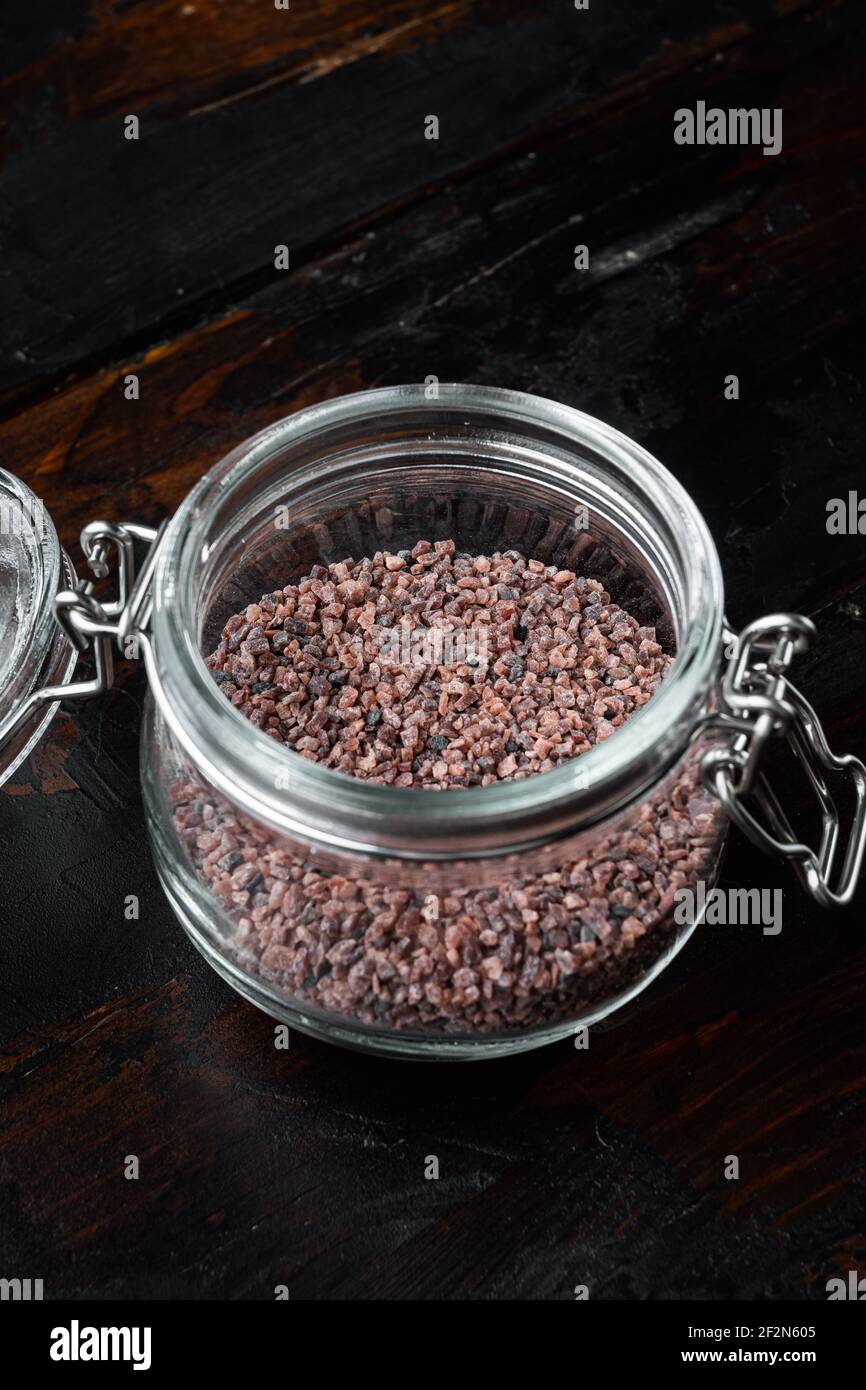 Indian Black salt, Kala namak hindi Healthy food concept set, in glass ...