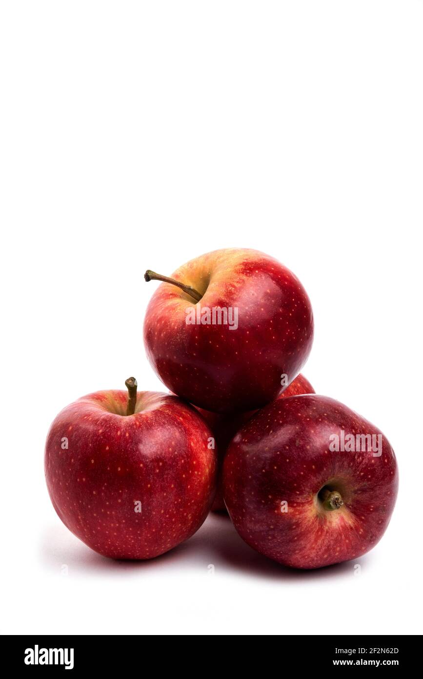 Delicious red apples isolated on white background Stock Photo - Alamy