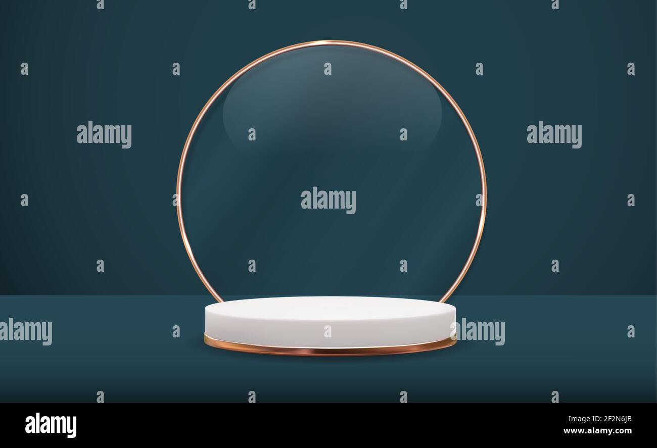 Realistic 3d pedestal over dark background. Trendy empty podium display ...
