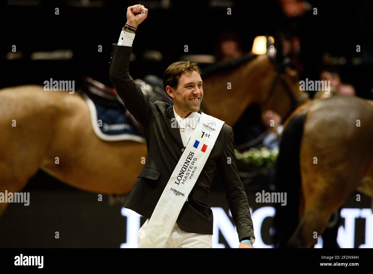 Simon Delestre riding Hermes Ryan, winner of the Grand Prix Longines of ...