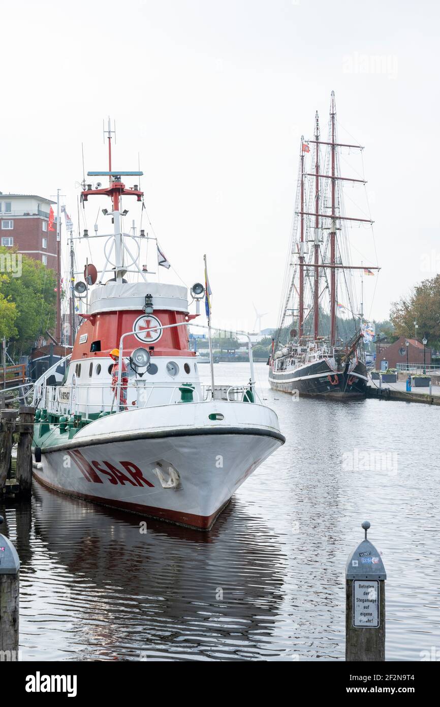 Germany, Lower Saxony, East Frisia, Emden, museum ship rescue cruiser ...