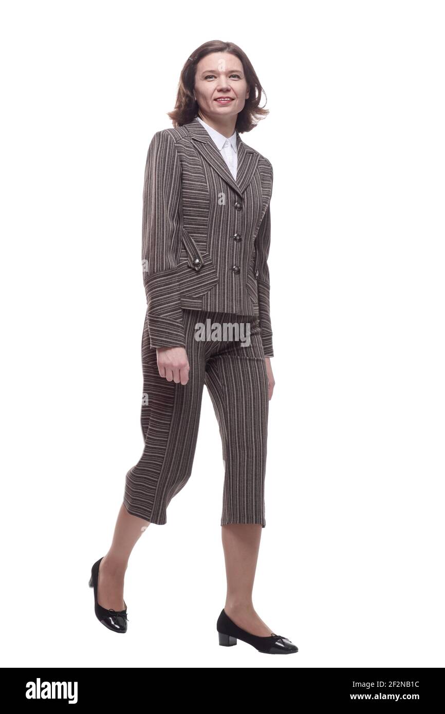in full growth. modern business woman stepping forward Stock Photo - Alamy