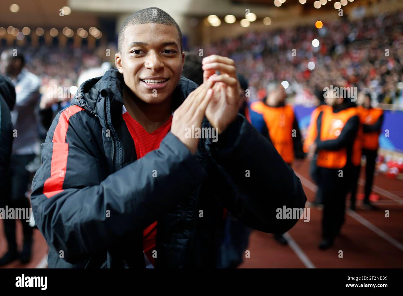 Monaco's French forward Kylian Mbappe Lottin celebrates after the UEFA ...