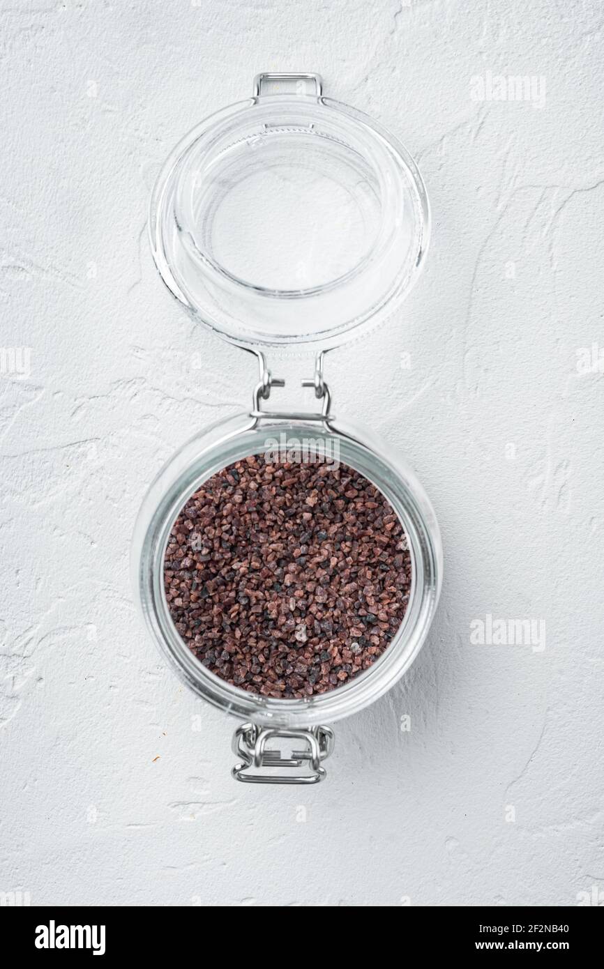 Indian Black salt, Kala namak hindi Healthy food concept set, in glass ...