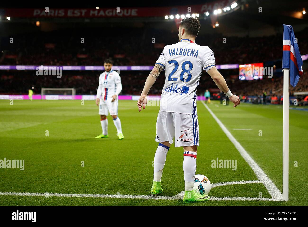 Lyon's French forward Mathieu Valbuena kicks a corner during the French ...