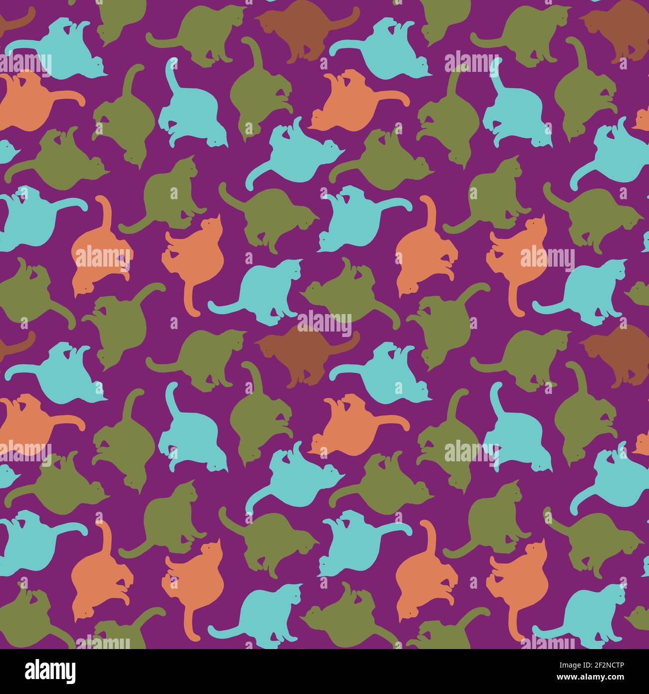 Seamless texture or endless pattern - colored cats. Wallpaper ...