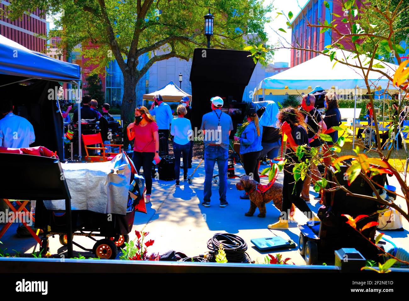 Filming of River Dog mascot of Charleston, SC baseball team on campus ...