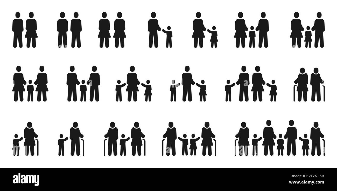 Family icons. Diversity couples and families, traditional, lgbt ...