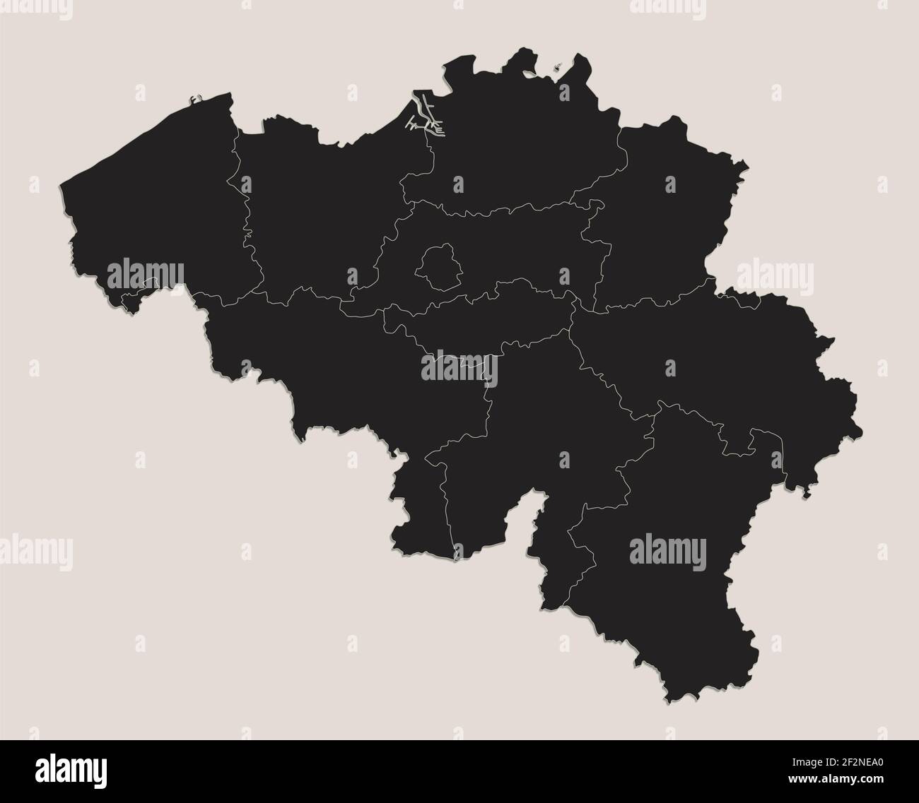 Black map of Belgium, separates regions, design blackboard, blank Stock ...