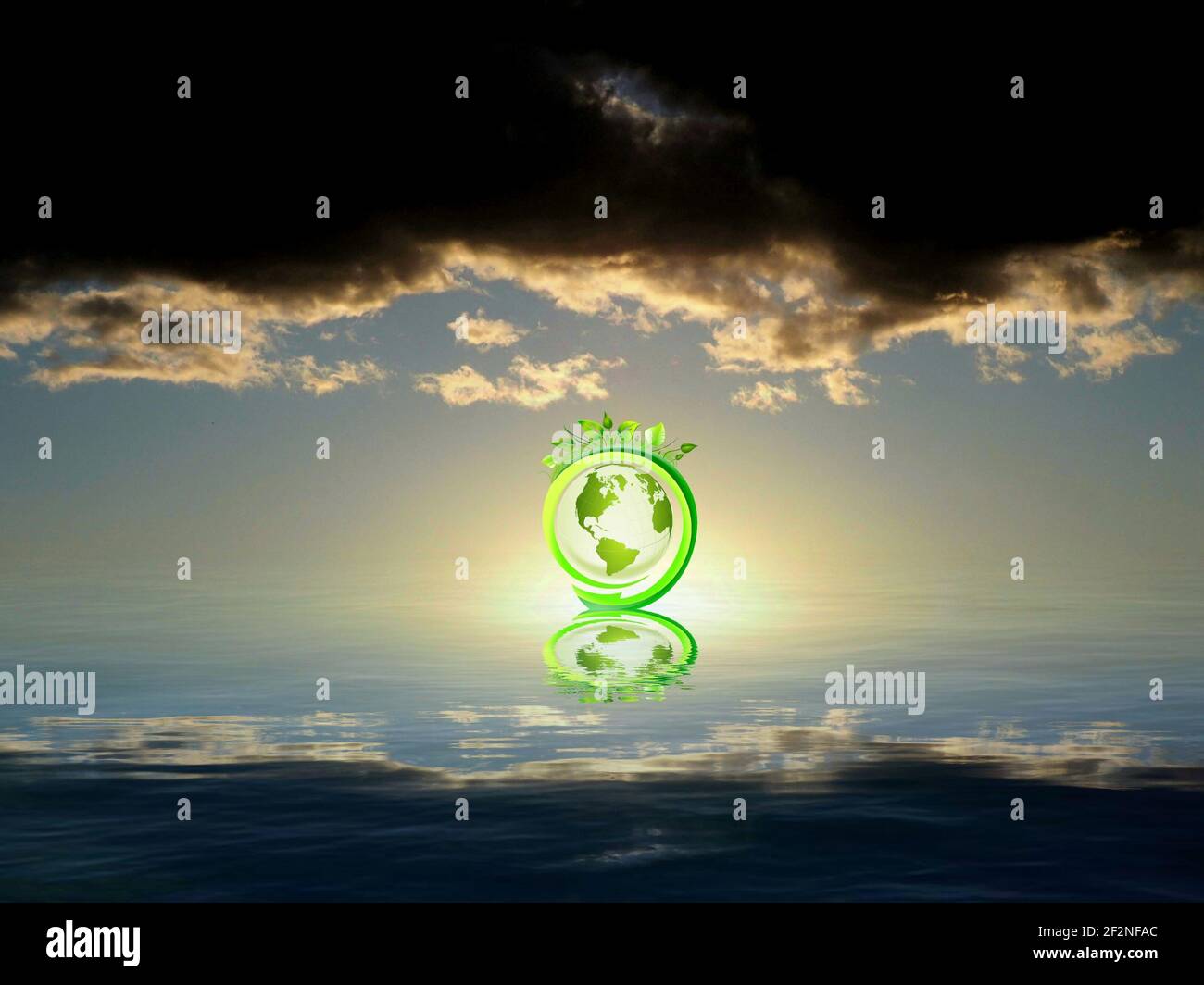 Natural background with recycle symbol and planet earth with trees ...