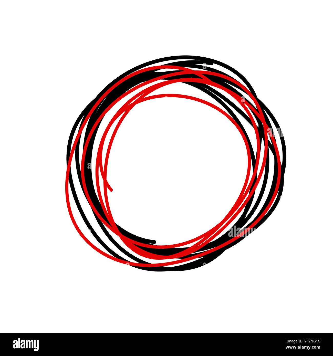 Hand draw scribble circle black and red lines vector Stock Vector Image ...