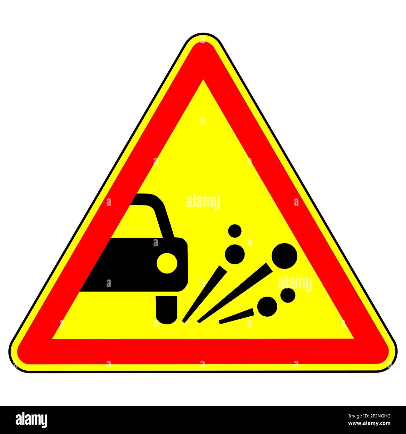 Throwing stone materials warning road sign. Traffic rules . Triangular ...