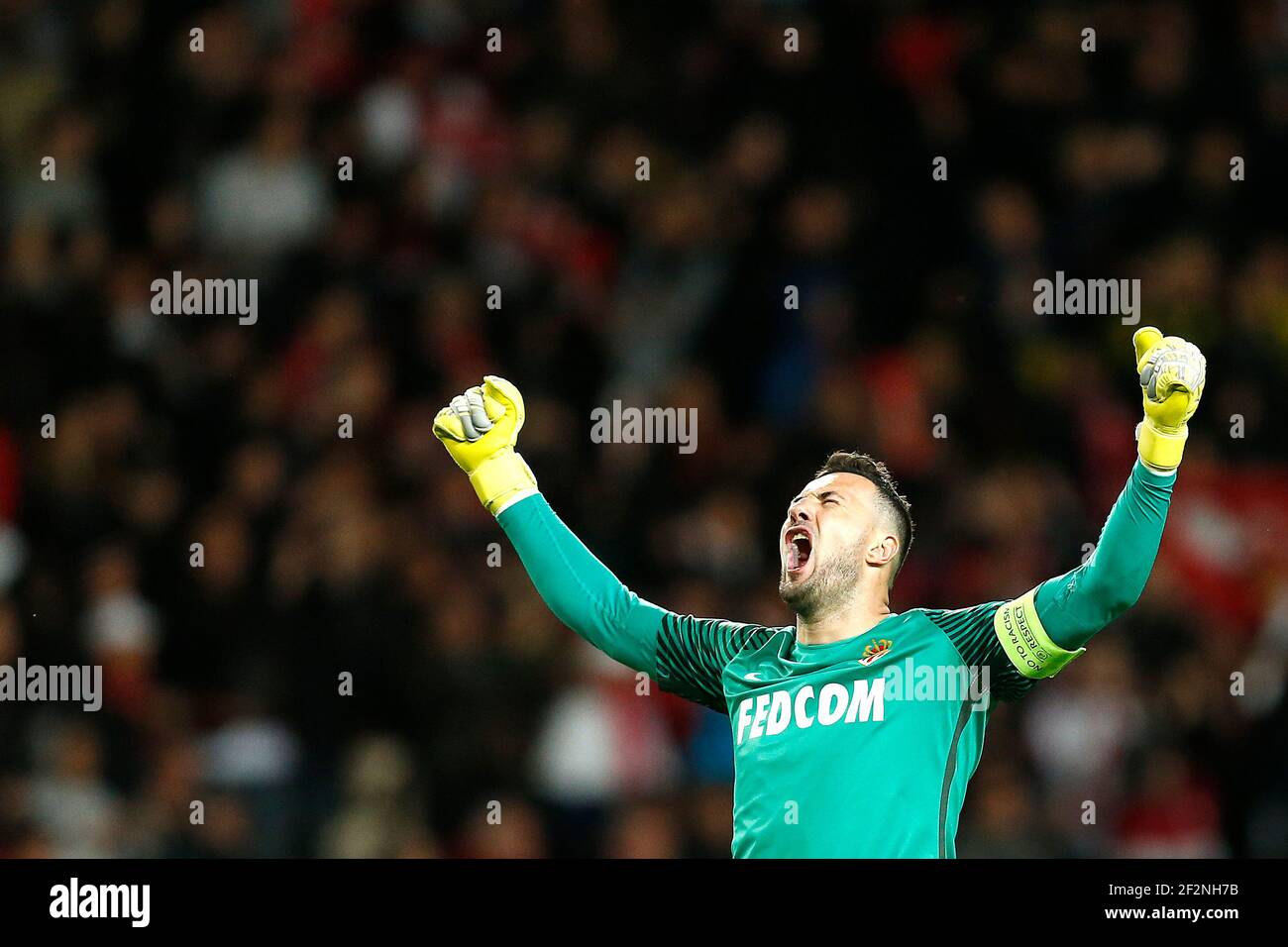Monaco's Croatian goalkeeper Danijel Subasic celebrates during the UEFA ...