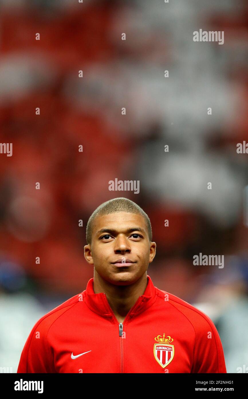 Monaco's French forward Kylian Mbappe Lottin looks on during the UEFA ...
