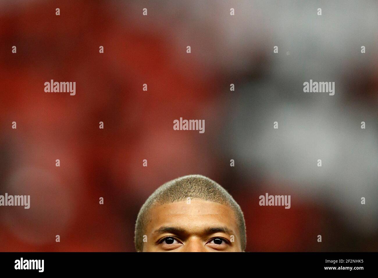 Monaco's French forward Kylian Mbappe Lottin looks on during the UEFA ...