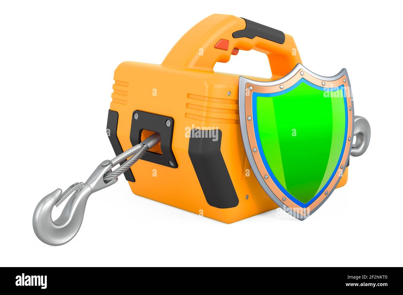 Electric winch with shield, 3D rendering isolated on white background ...