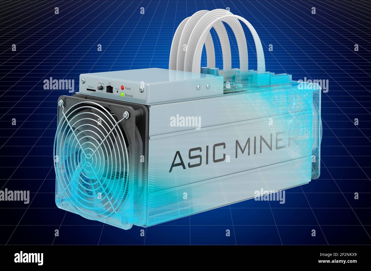 Visualization 3d cad model of ASIC, blueprint. 3D rendering Stock Photo ...
