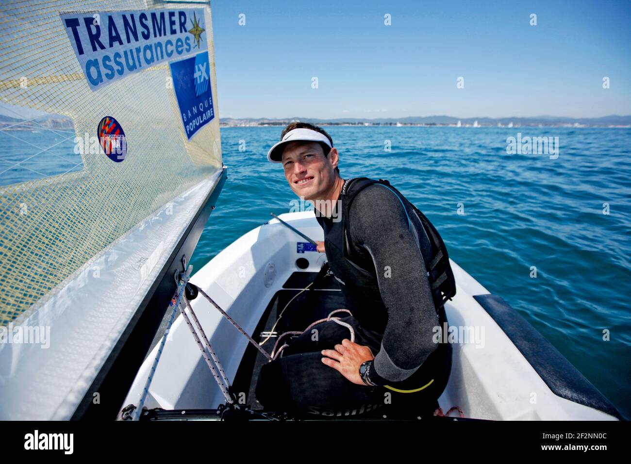Jonathan Lobert during the ISAF Sailing World Cup Hyères, Finn, on ...
