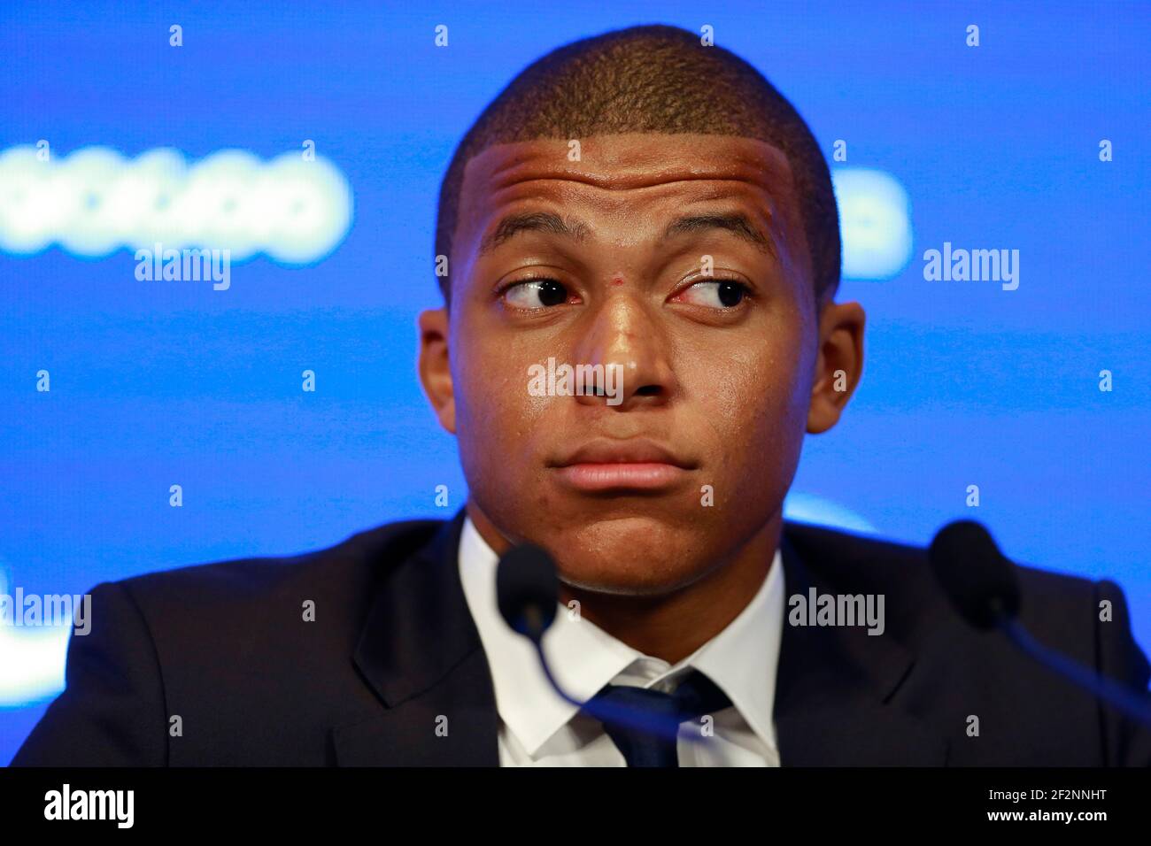 Paris Saint-Germain's new player Kylian Mbappe gives a press conference ...