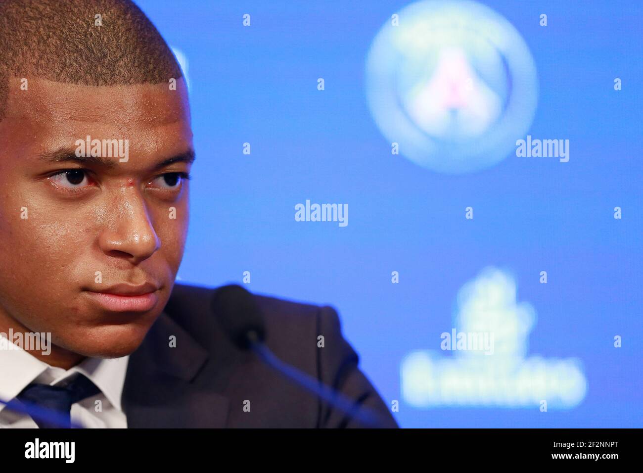 Paris Saint-Germain's new player Kylian Mbappe gives a press conference ...