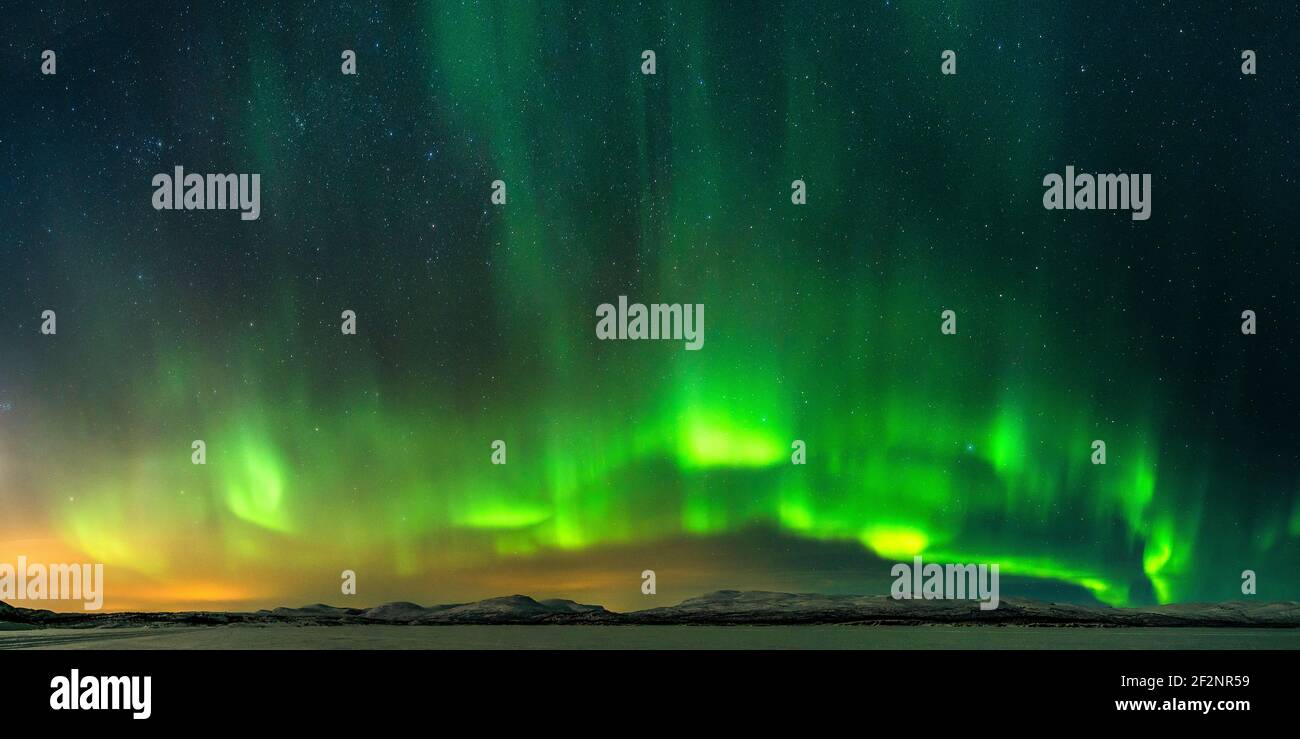 Panorama, Scandinavia, Abisko National Park, Northern Lights Stock ...