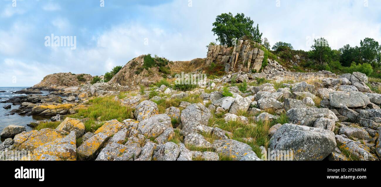 Panorama, Europe, Denmark, Bornholm, rocky coast, archipelago Stock ...
