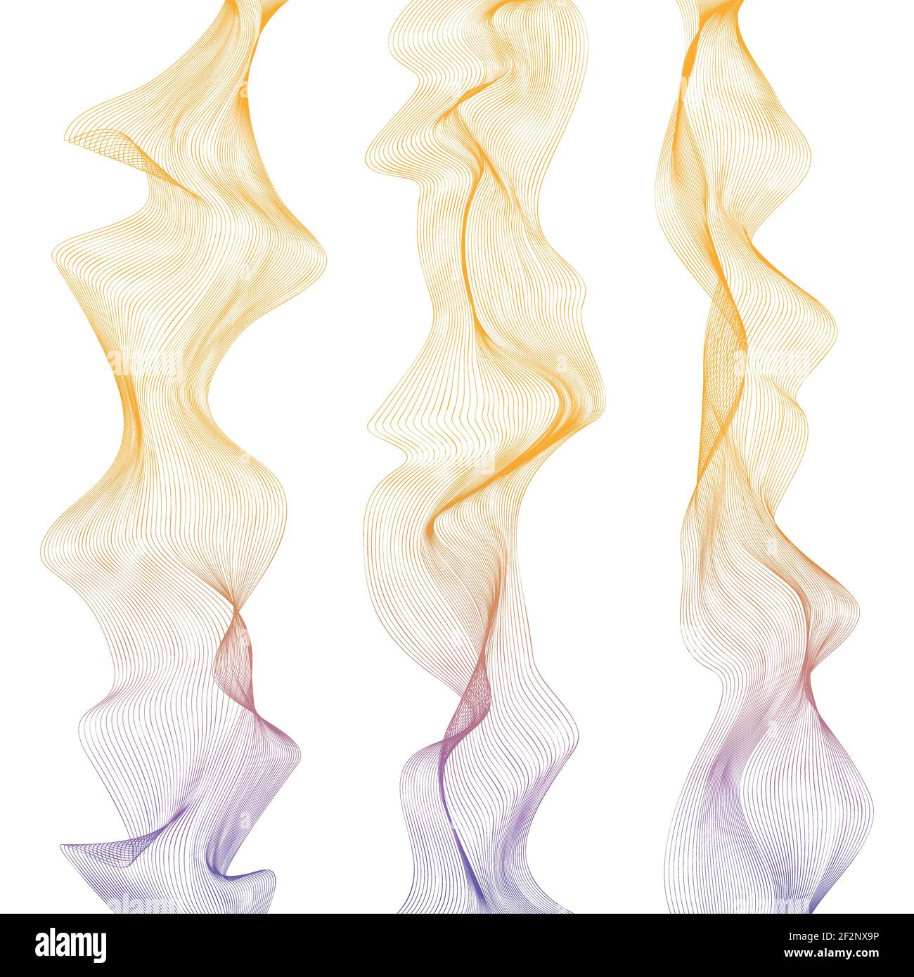 Set bright dynamic wave lines. Abstract background. Vector multicolored ...