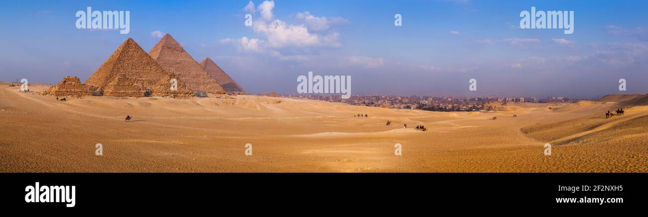 Panorama, Egypt, Cairo, Pyramids of Giza, distant view Stock Photo - Alamy