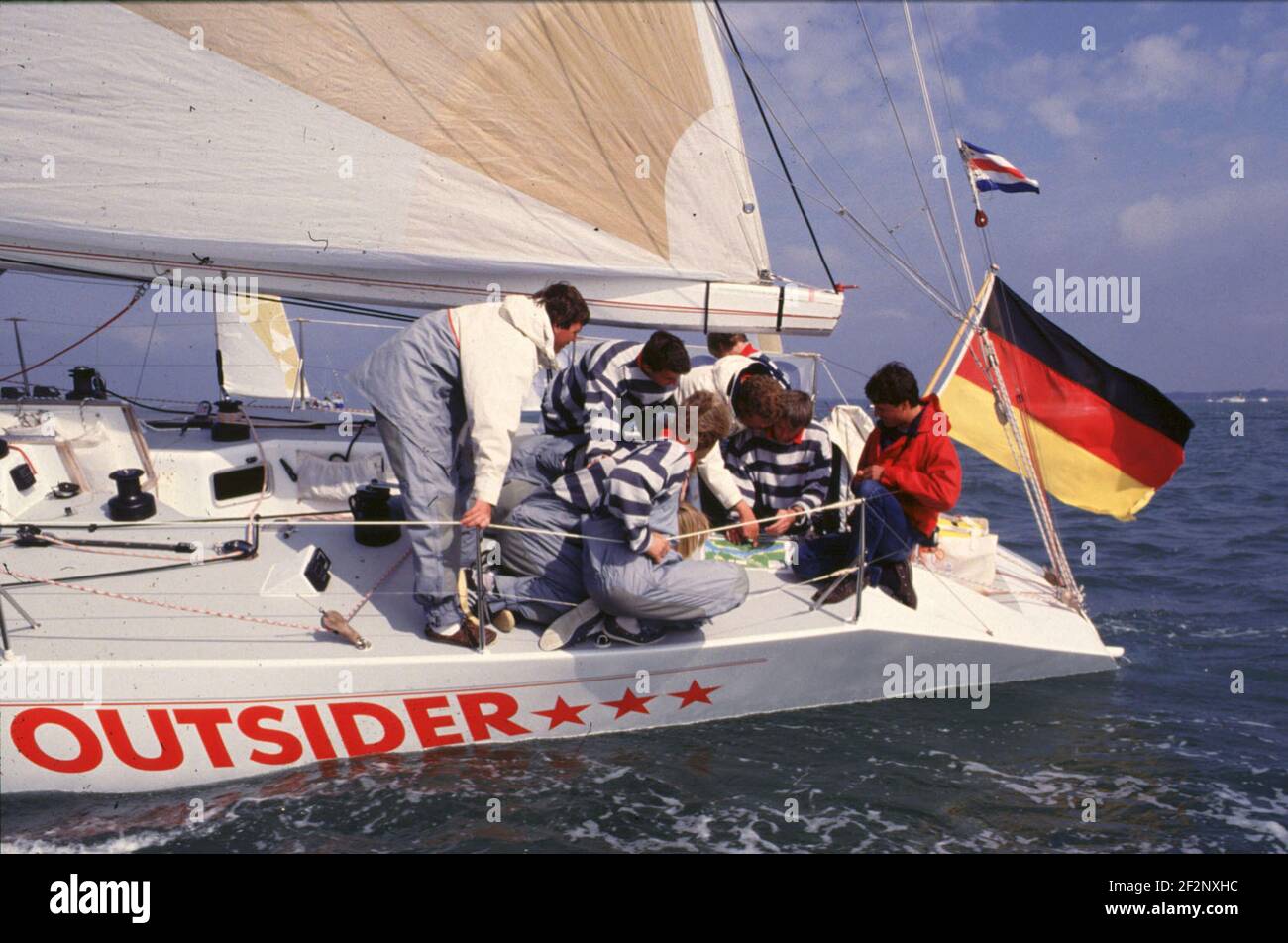 ADMIRALS CUPTHE GERMAN YACHT OUTSIDER. PIC MIKE WALKER, 1985 Stock ...
