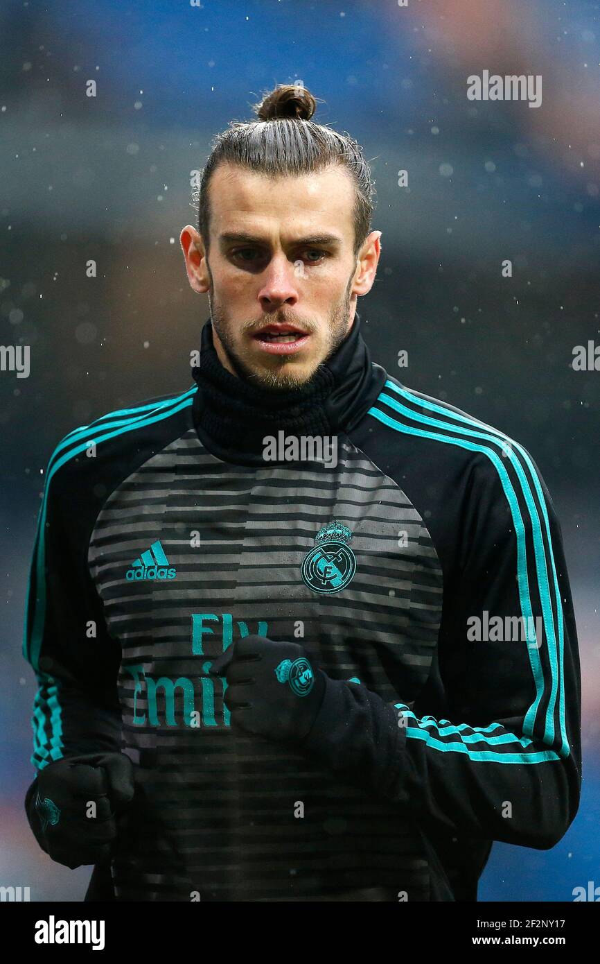 Real Madrid's Welsh forward Gareth Bale warms up before the Spanish ...