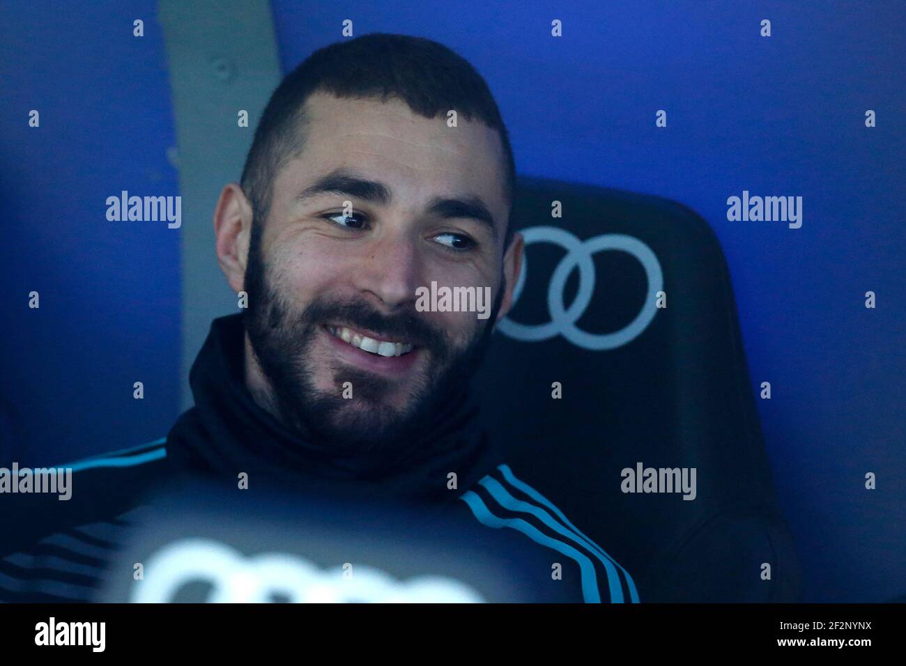 Real Madrid's French forward Karim Benzema reacts during the Spanish ...