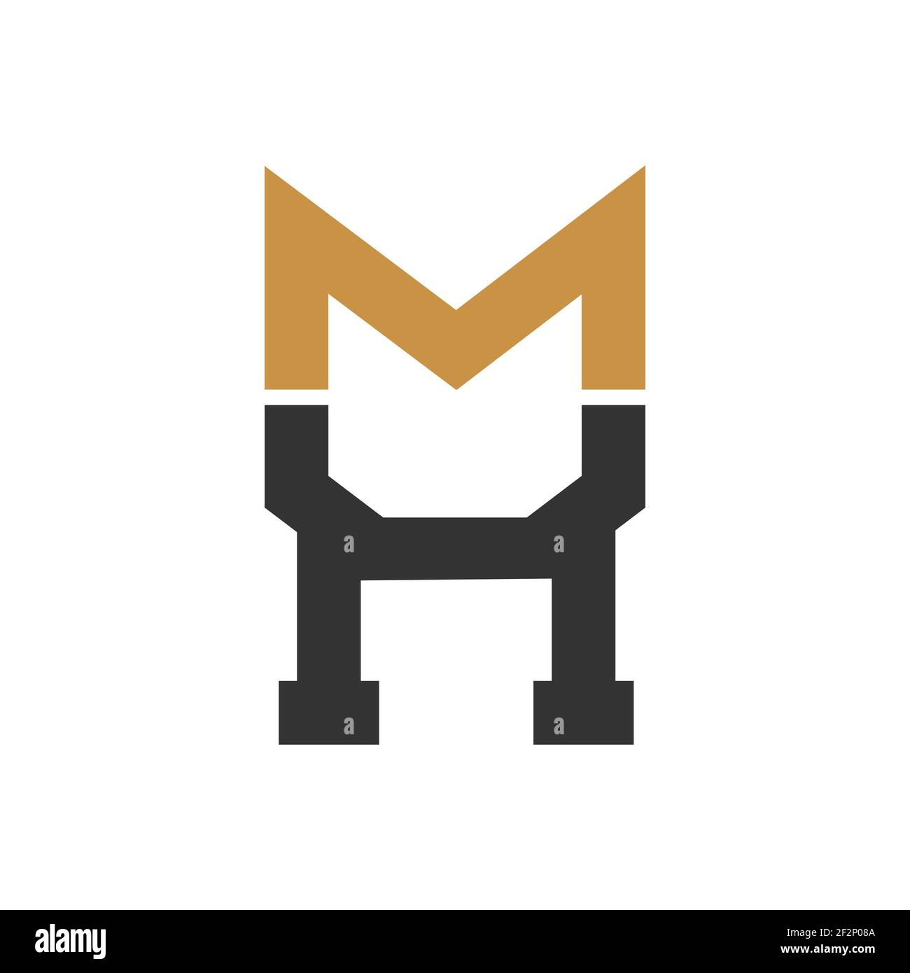 Creative abstract letter hm logo design. Linked letter mh logo design ...