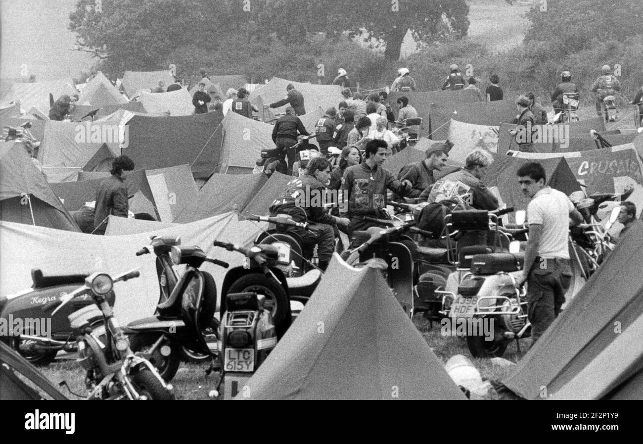 MODS AT THE RALLY SCOOTER RALLY ON THE ISLE OF WIGHT. PIC MIKE WALKER ...