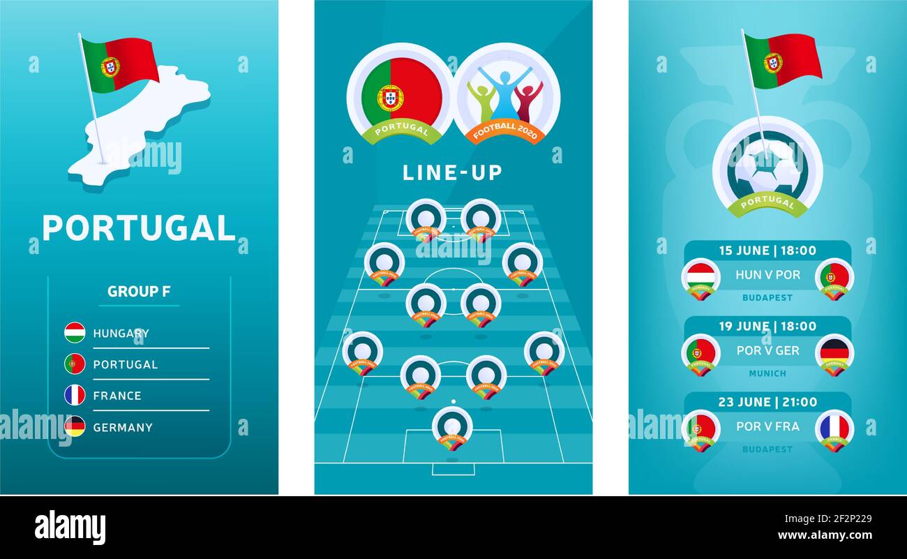 European 2020 football vertical banner set for social media. Portugal ...