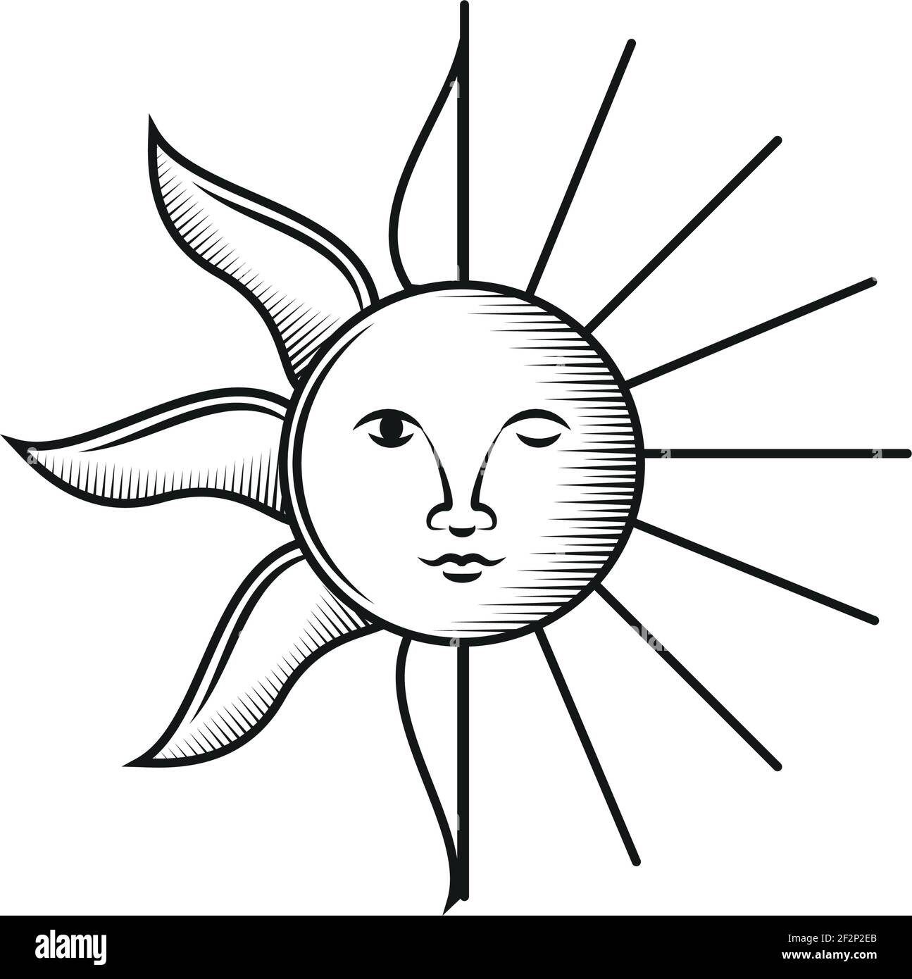 sun astronomy astrology sketch engraving design Stock Vector Image ...