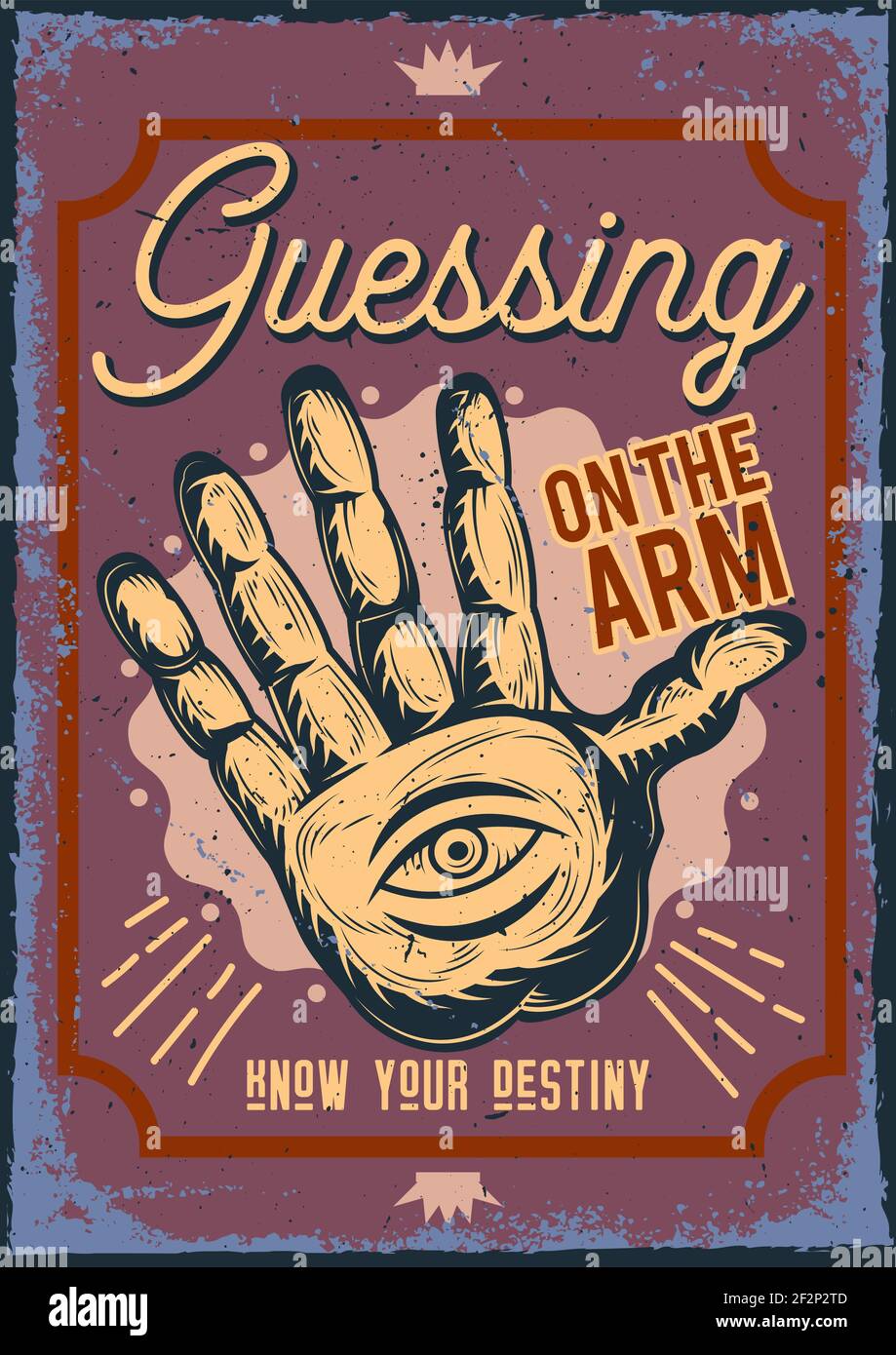 Poster with illustration of guessing on the arm Stock Vector Image ...
