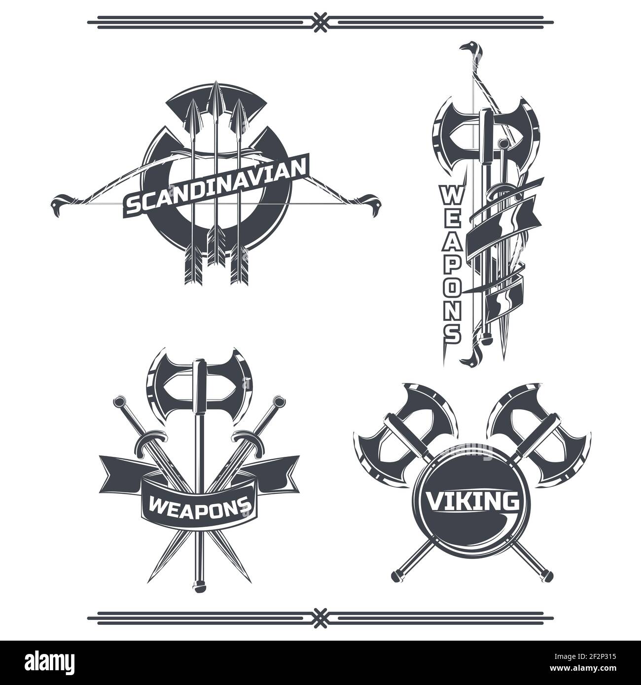 Set of viking's emblems, labels, badges, logos. Isolated on white Stock ...