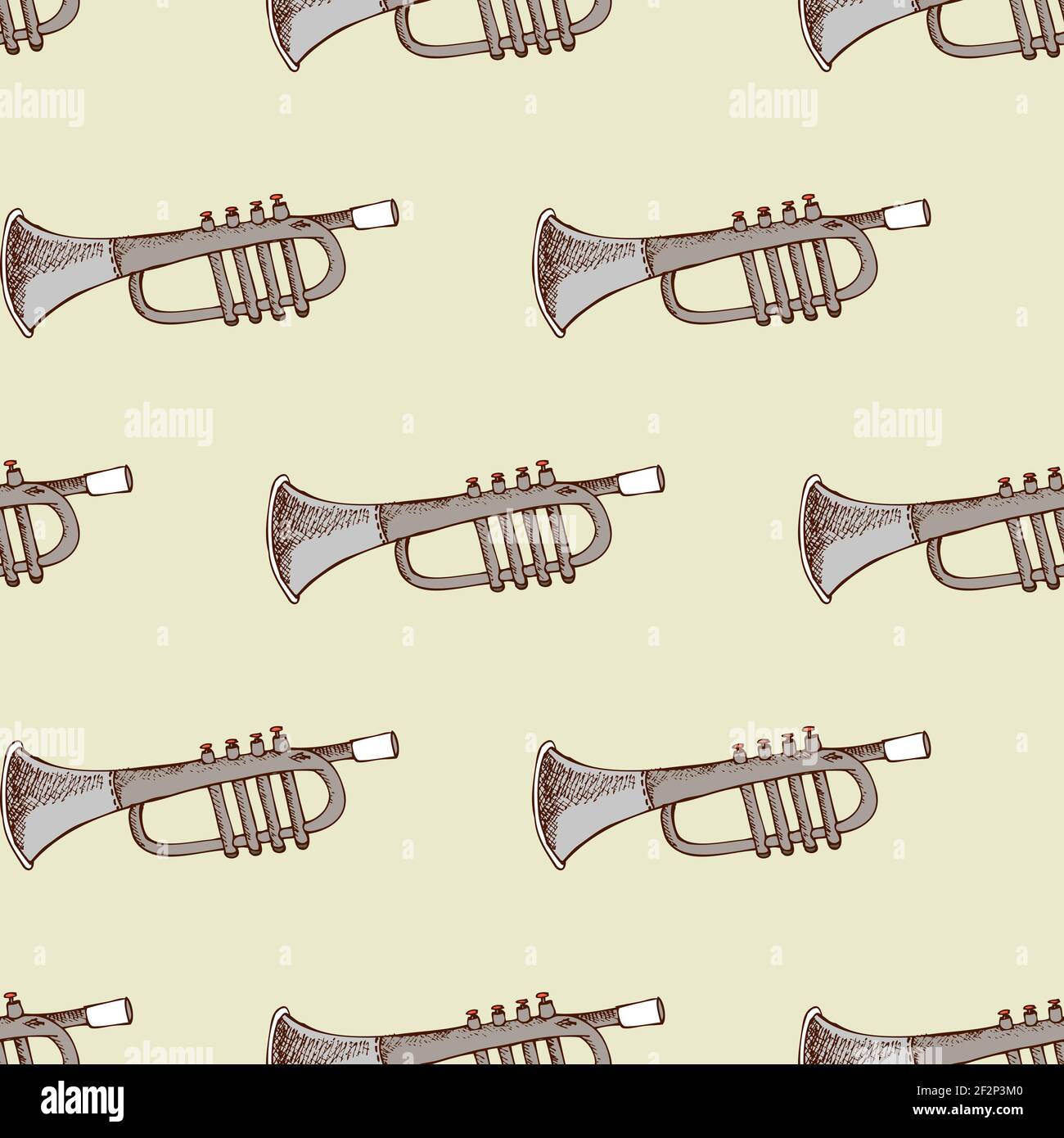 Background with musical instrument trumpet. Concert and party, vector ...