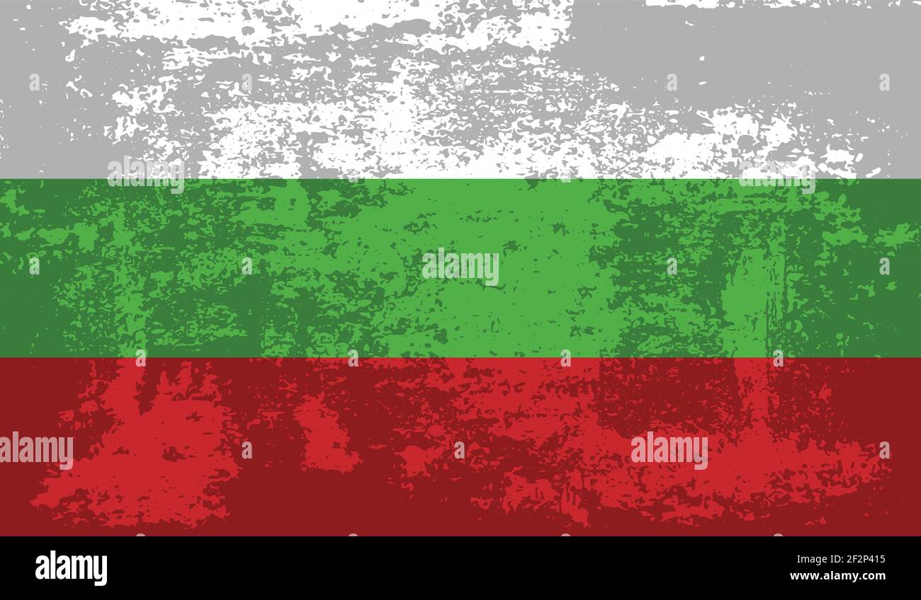 Bulgaria flag with waving grunge texture. Vector background Stock ...