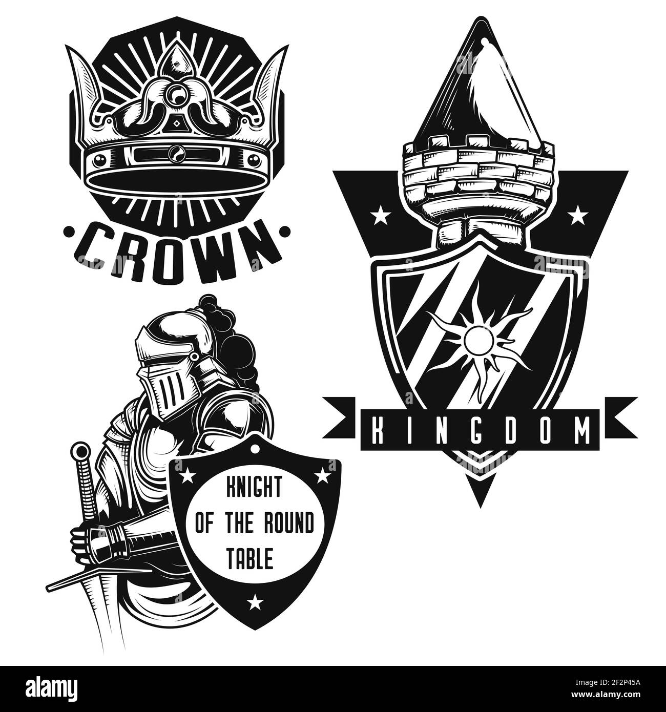 Set of knight's elements (tower, shield, crown etc.) for creating your ...