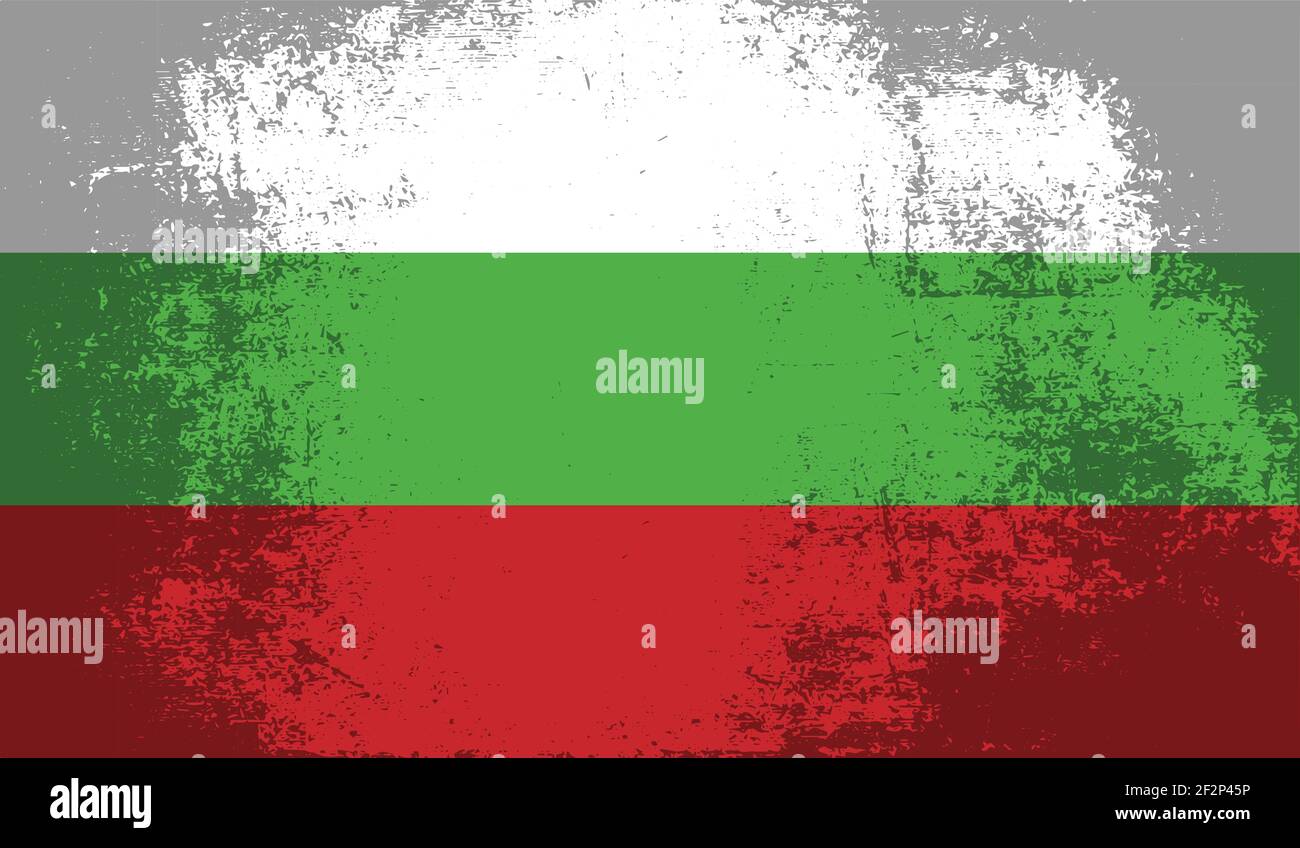 Bulgaria flag with waving grunge texture. Vector background Stock ...