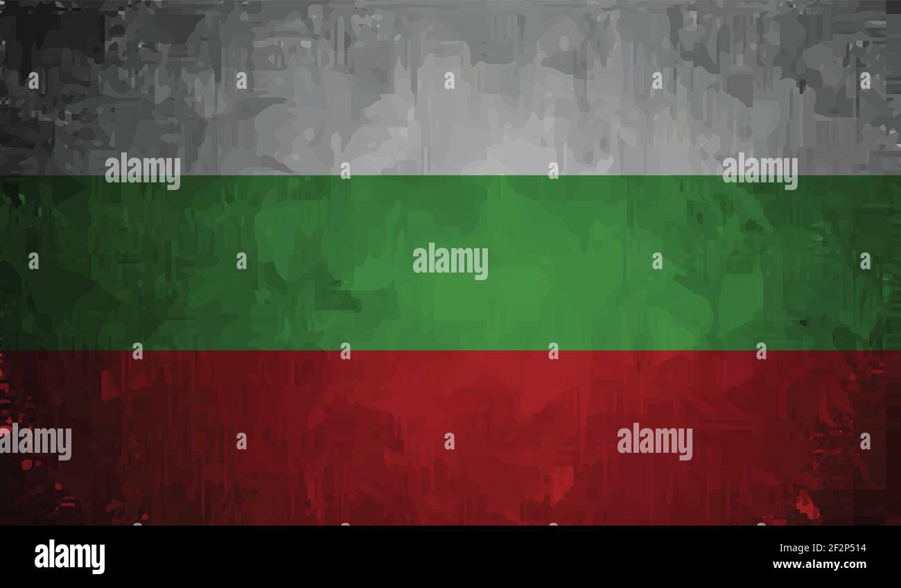Bulgaria flag with waving grunge texture. Vector background Stock ...