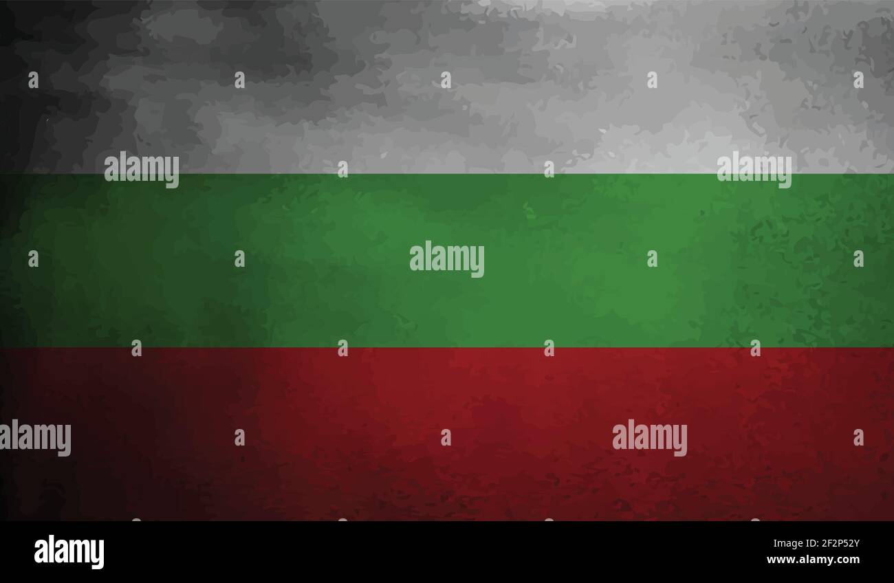 Bulgaria flag with waving grunge texture. Vector background Stock ...