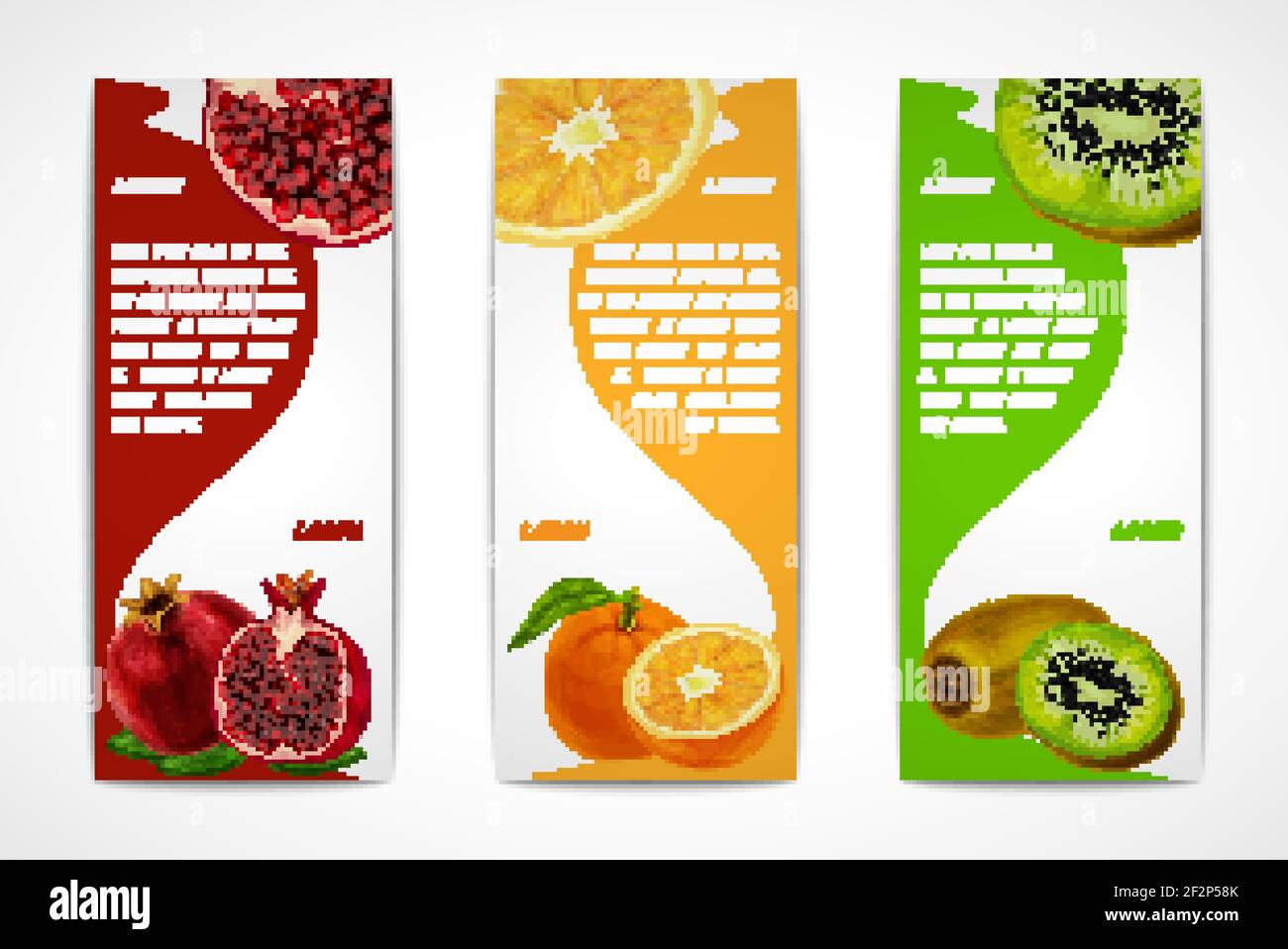 Natural organic tropical fruits vertical banners set of pomegranate ...