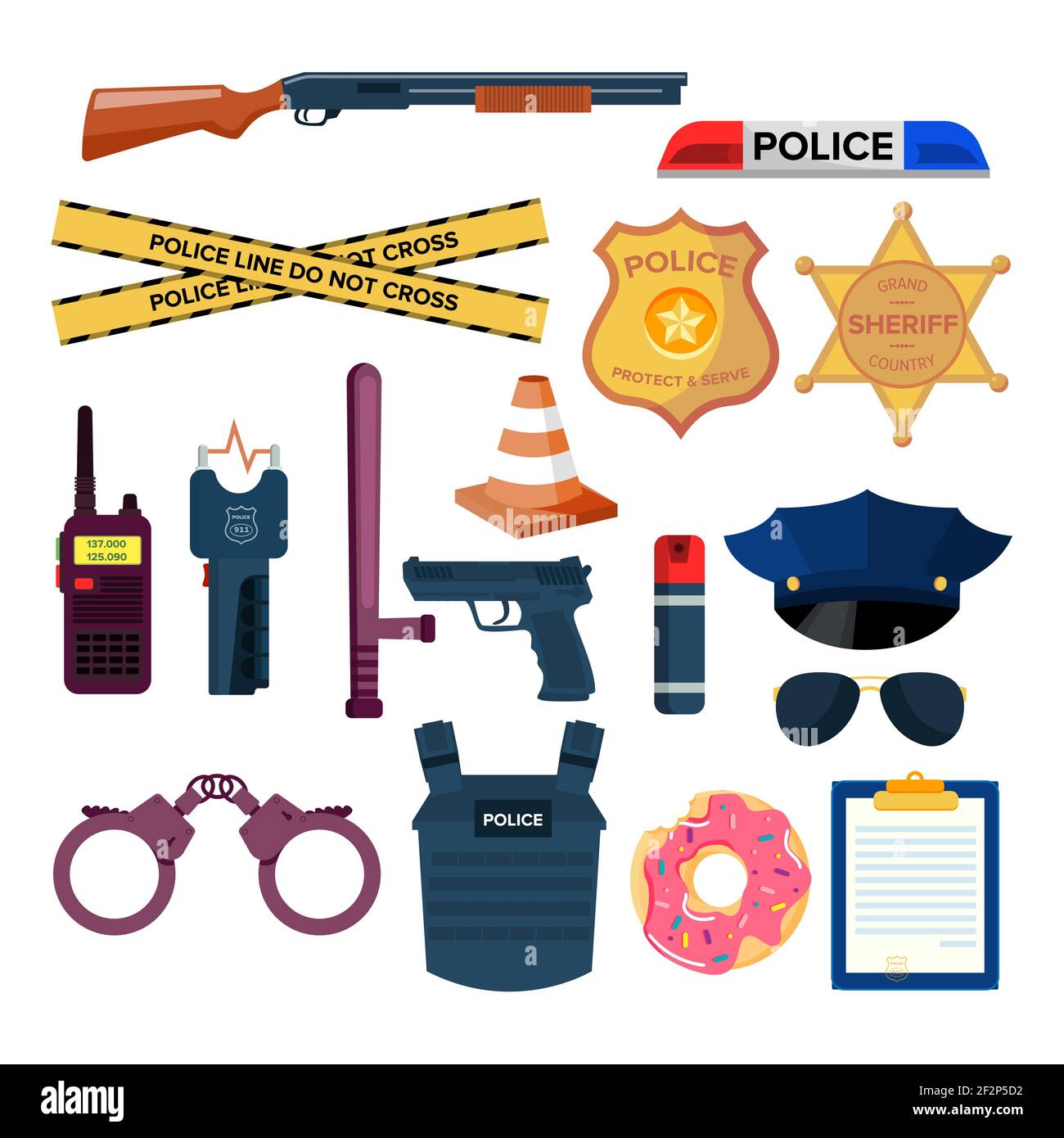 Set of flat icons police elements Stock Vector Image & Art - Alamy