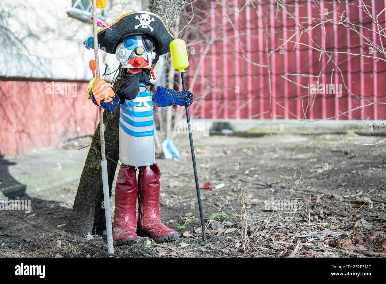 Recycling art. Zero waste, the second life of things. Toy robot made of ...