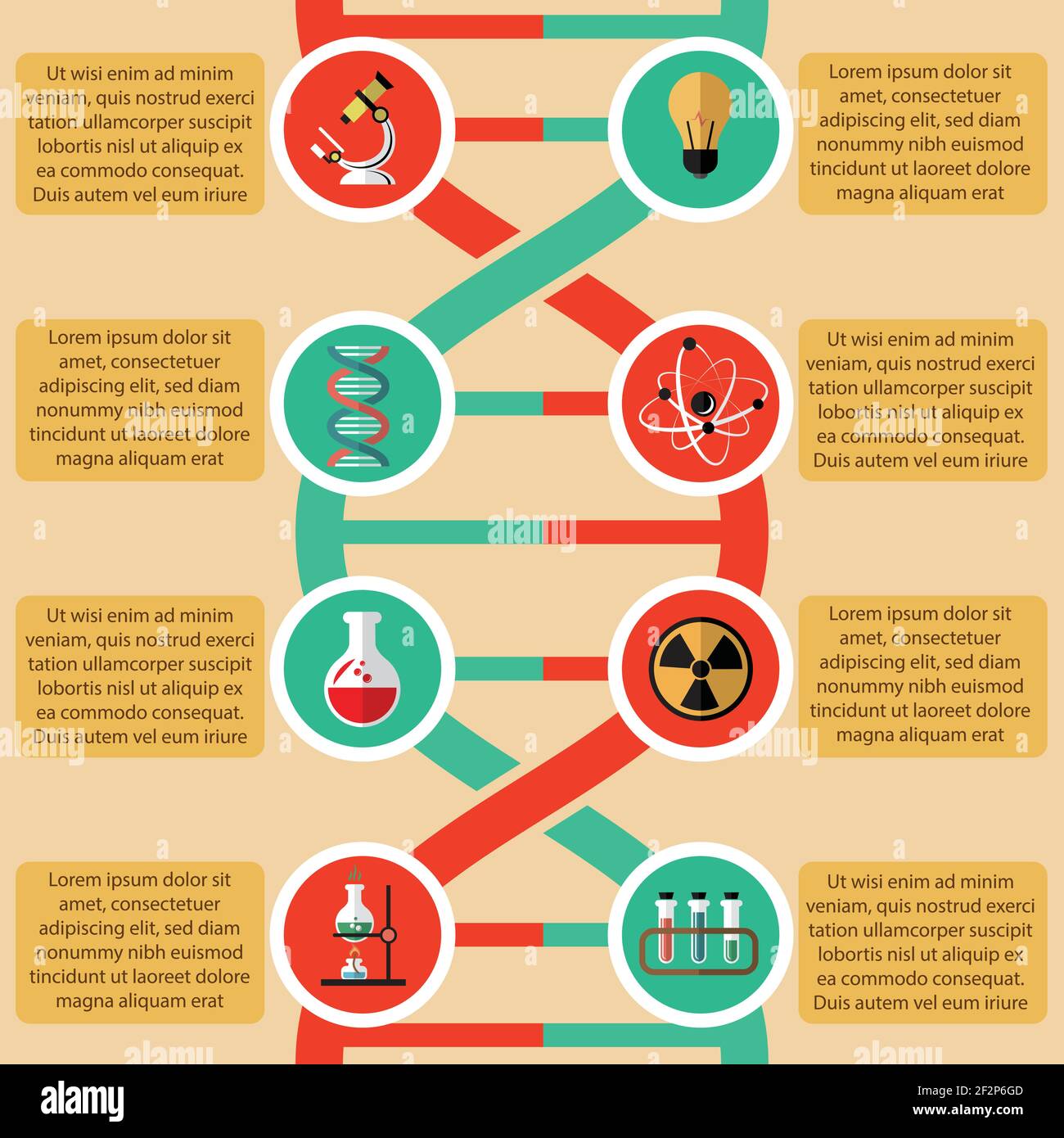 Physics and chemistry infographic elements with radioactive sign atom ...