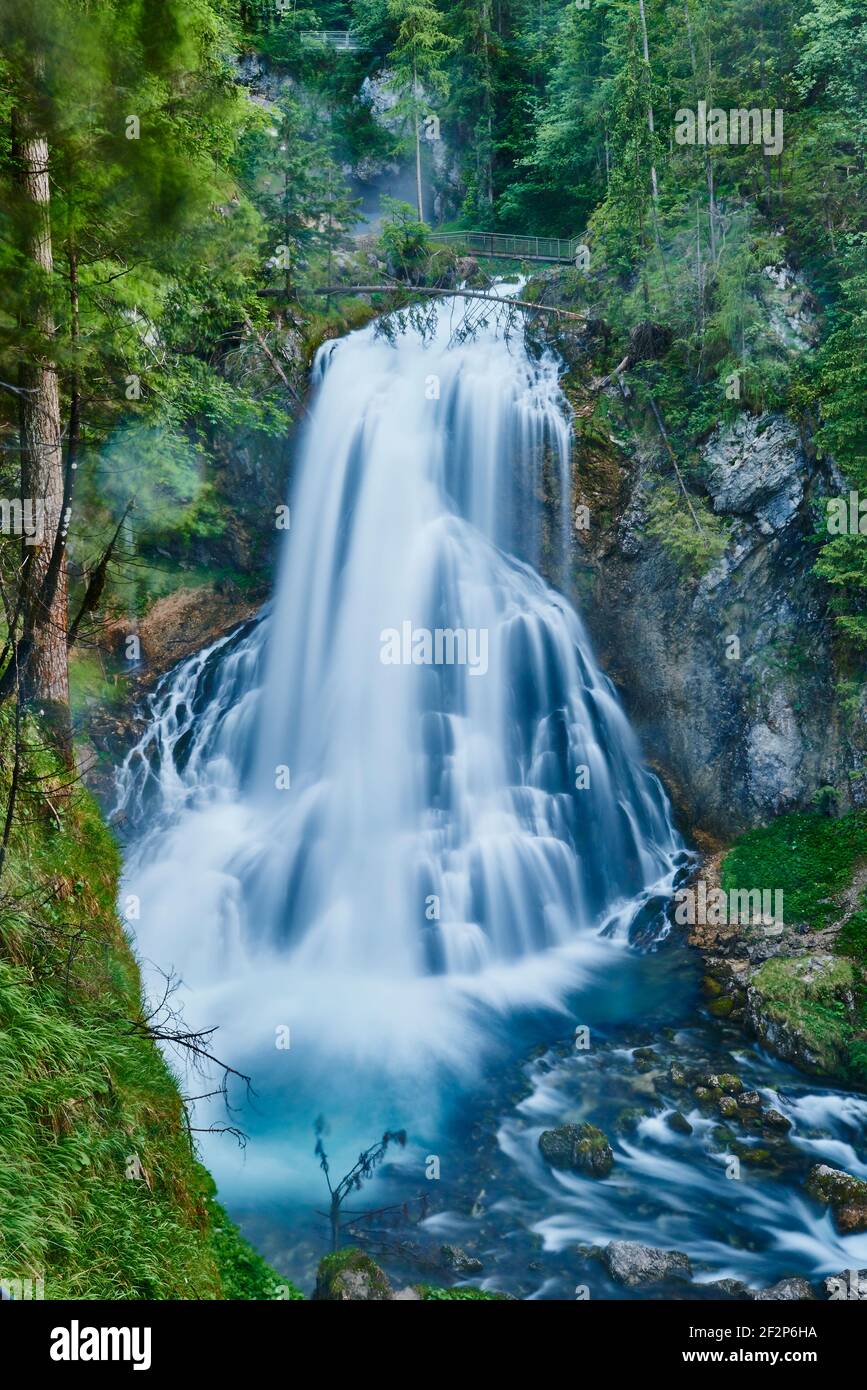 Gollinger waterfall, lower fall, Golling, Tennengau, Hallein District ...